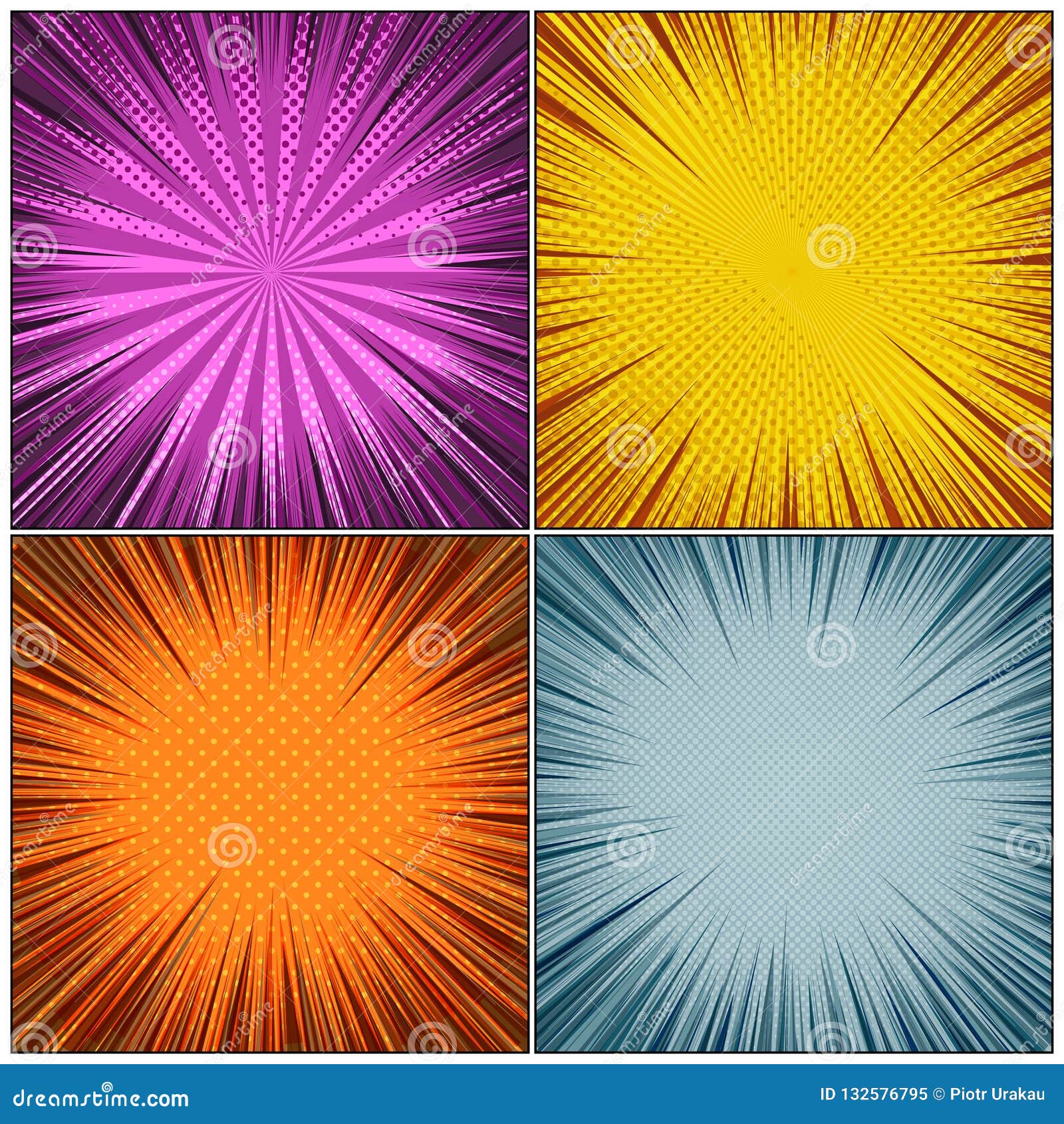 Comic Book Backgrounds Square Set Stock Vector - Illustration of burst ...