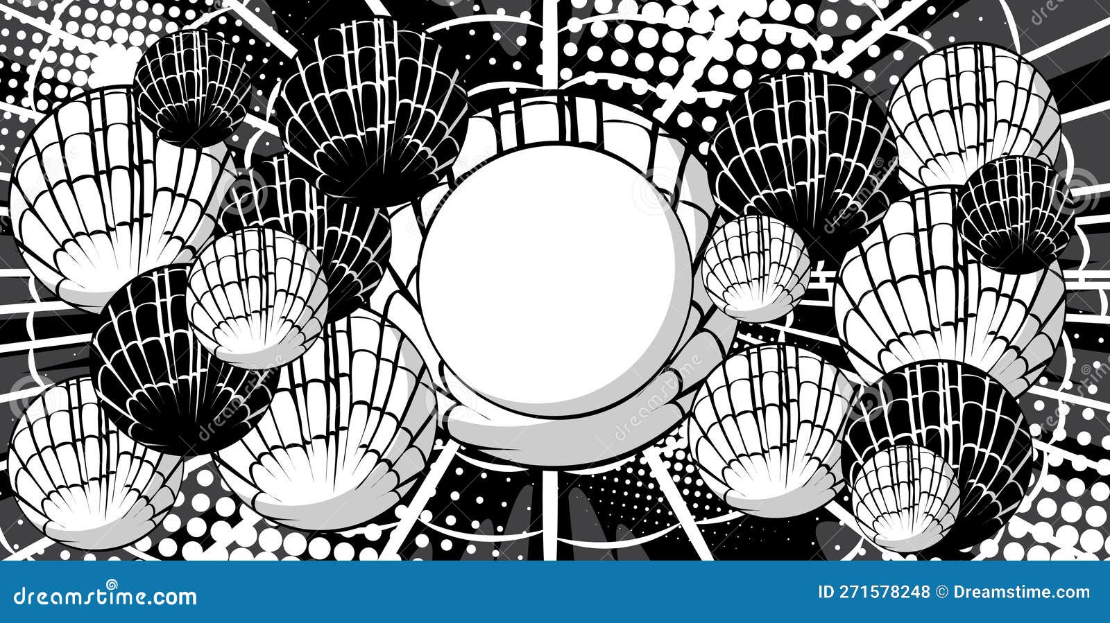 Comics Presentation Poster with Blank Sphere for Text. Abstract Busy ...