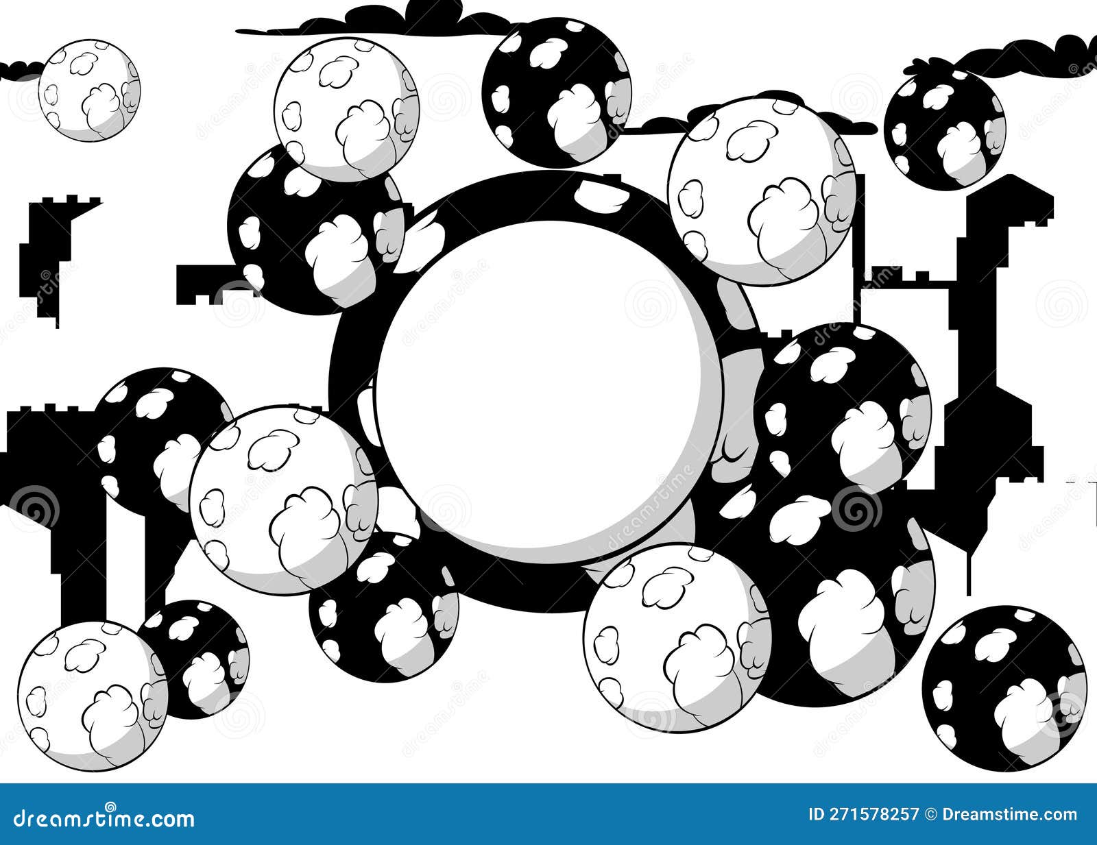 Comics Presentation Poster with Blank Sphere for Text. Abstract Busy ...