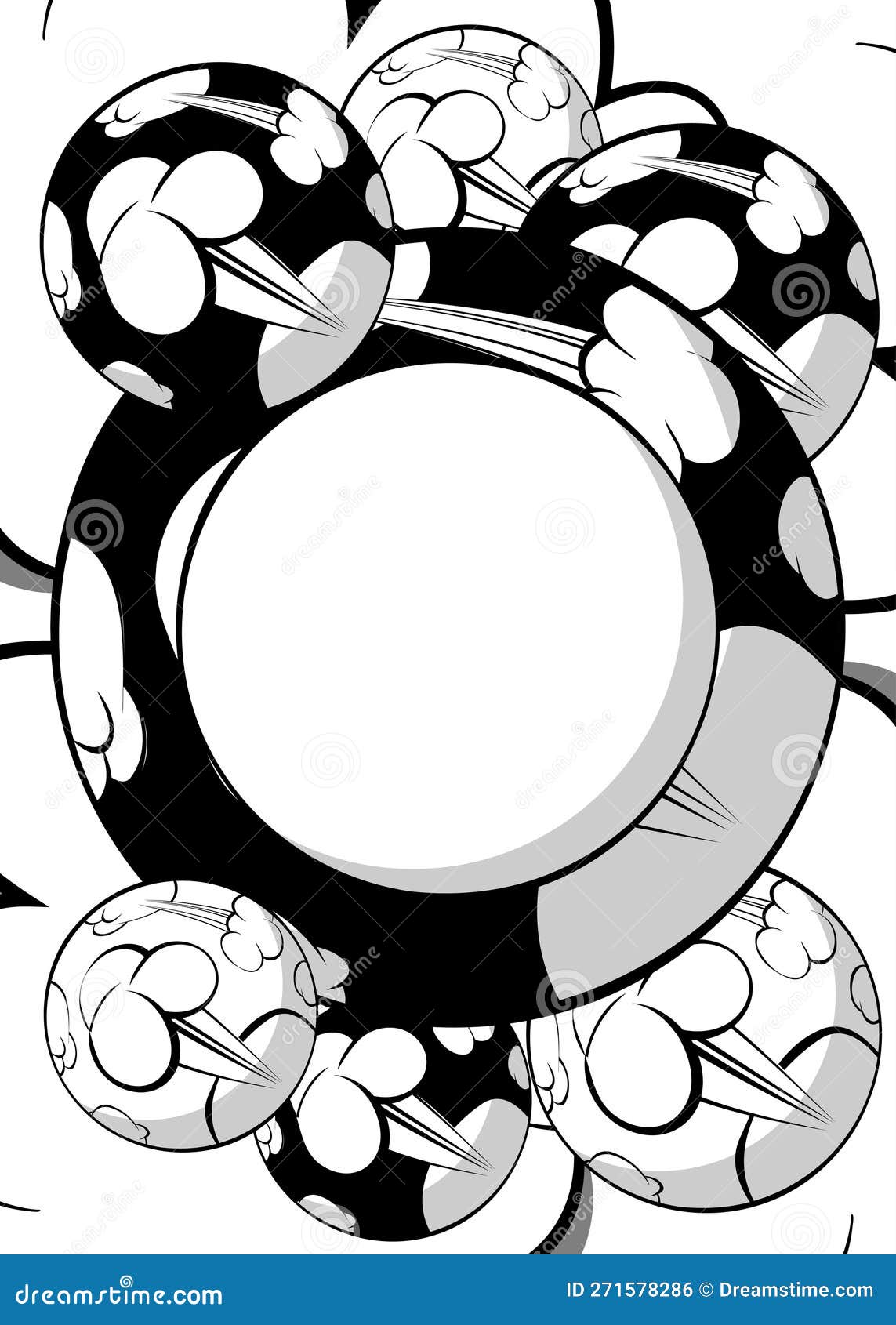 Comics Presentation Poster with Blank Sphere for Text. Abstract Busy ...