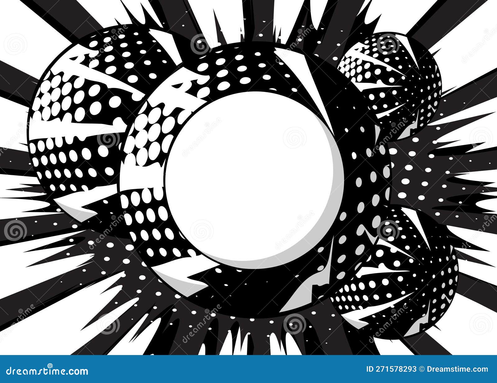 Comics Presentation Poster with Blank Sphere for Text. Abstract Busy ...