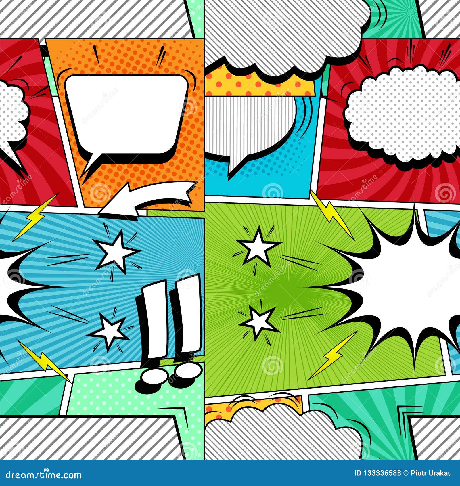 Comic Book Bright Seamless Pattern Stock Vector - Illustration of ...