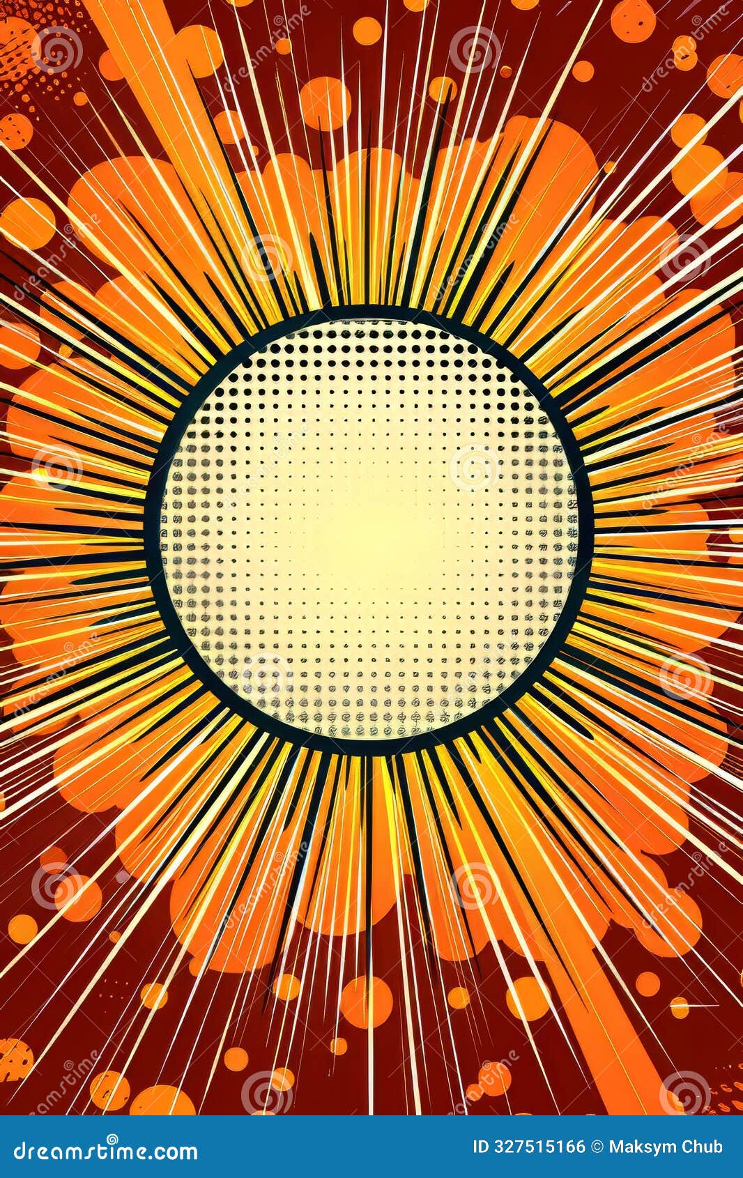 Comic Book Burst Effect with Halftone and Radial Pattern Featuring a ...