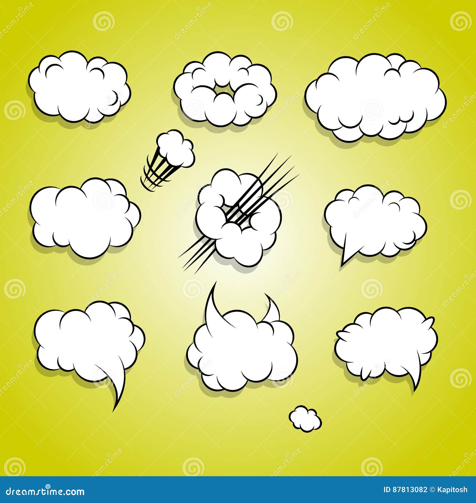 Comic Book Cartoon Cloud Balloon Set Stock Vector - Illustration of ...