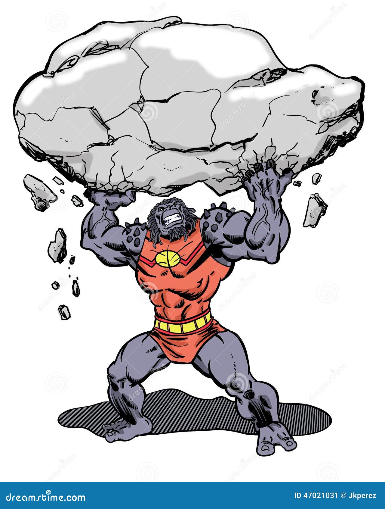 Comic Book Character Grock the Alien Brute Lifting a Boulder Stock Illustration - Illustration ...