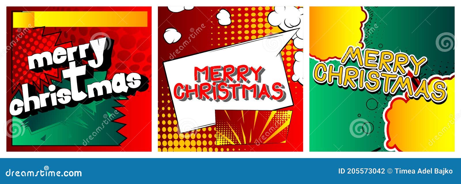 Comic Book Christmas Card Template. Stock Vector - Illustration of ...