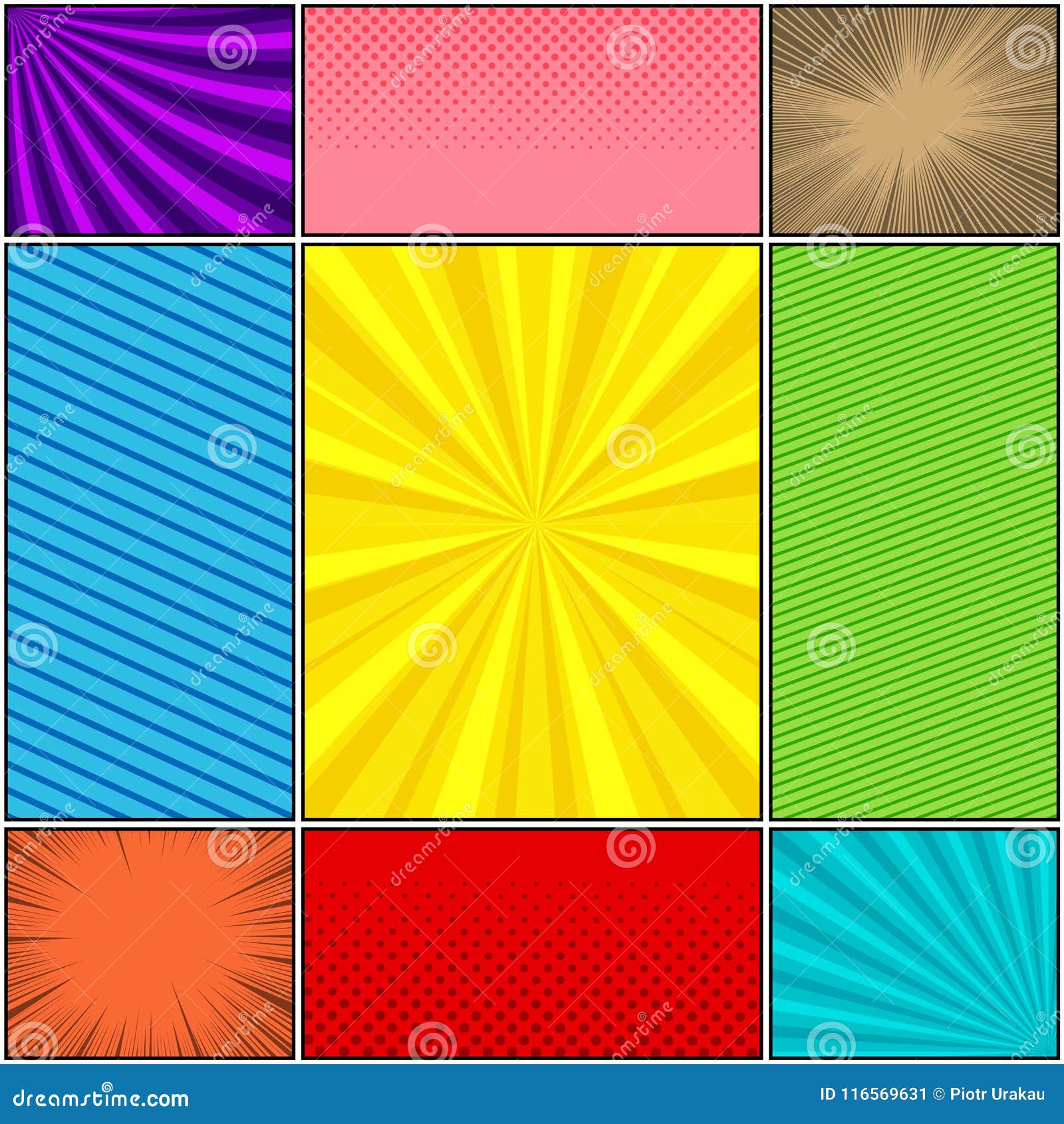 Comic Book Colorful Backgrounds Set Stock Vector - Illustration of ...