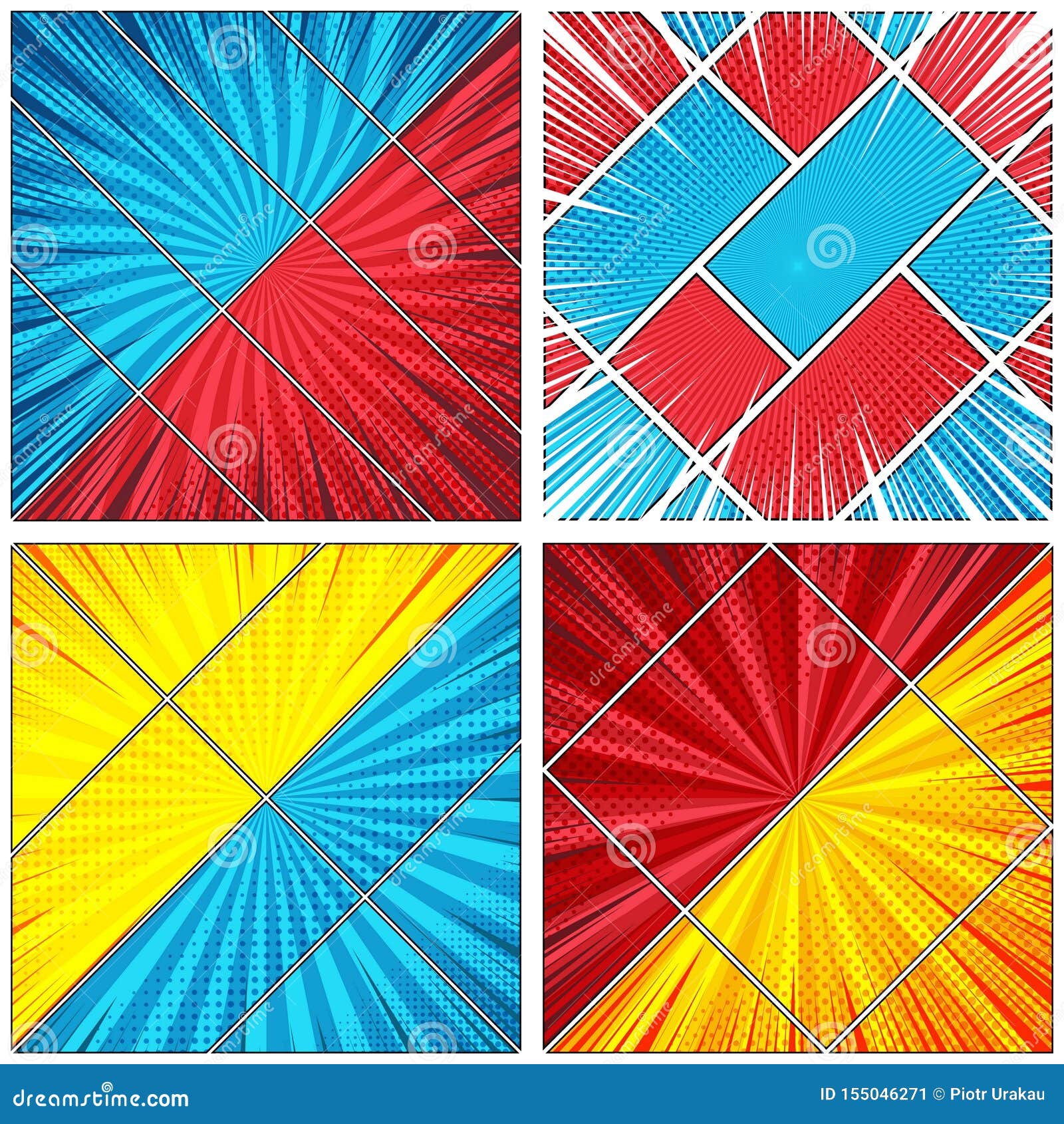 Comic Book Colorful Diagonal Backgrounds Set Stock Vector ...