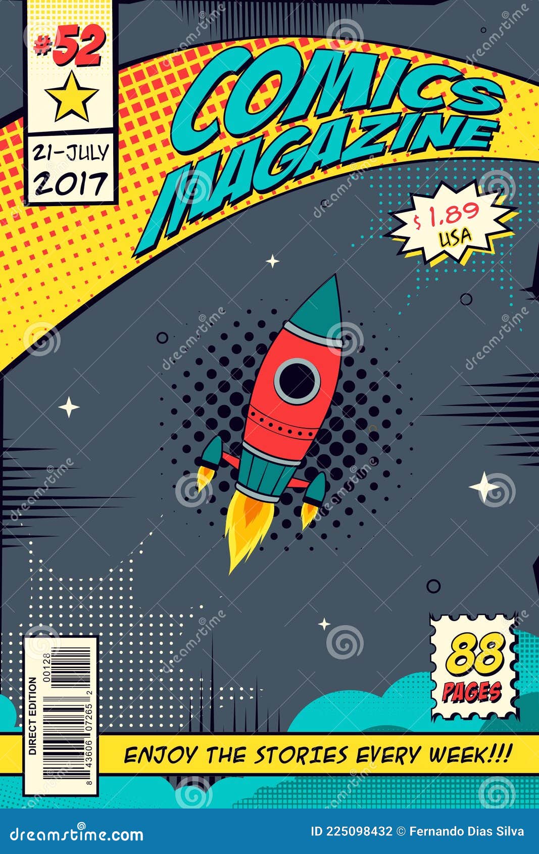 Comic Book Cover Art with Elements from Outer Space. Stock Vector ...