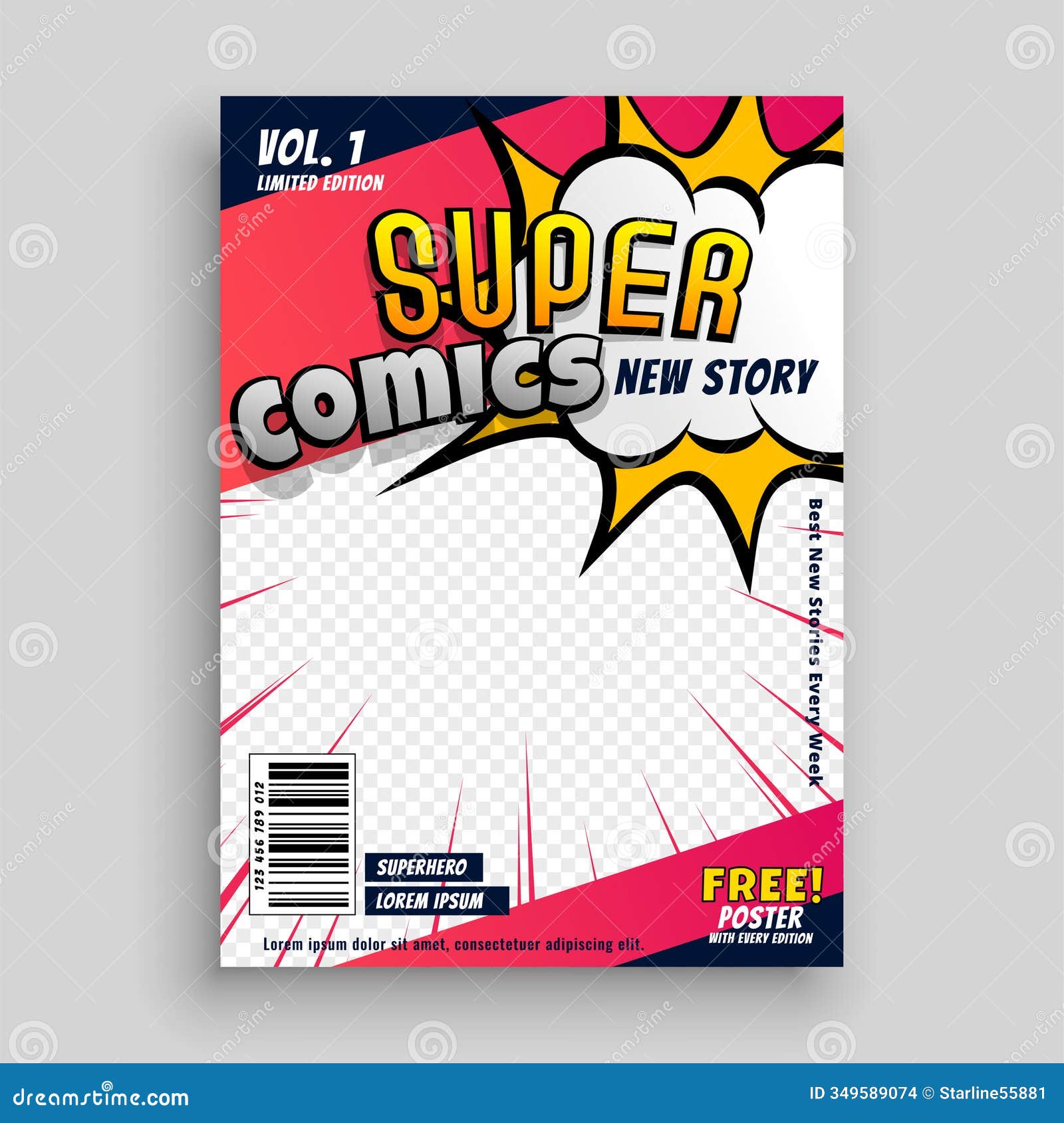 Comic Book Cover Design Template Stock Vector - Illustration of comic ...