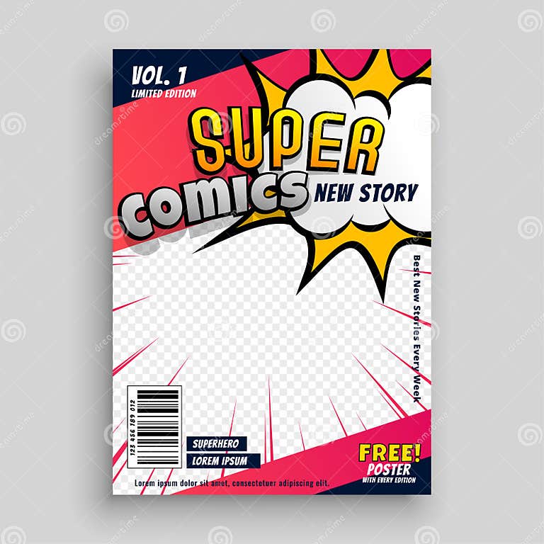 Comic Book Cover Design Template Stock Vector - Illustration of comic ...