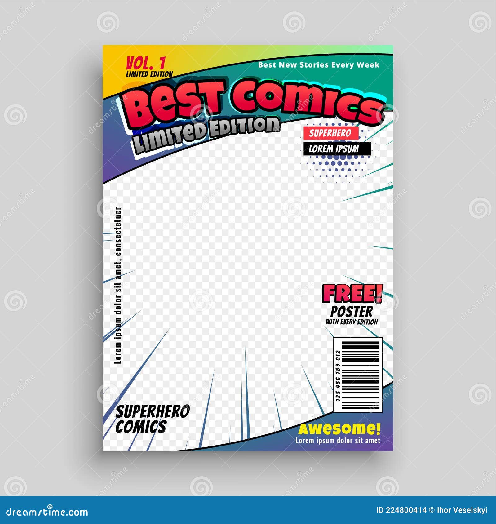 Comic Book Cover Magazine Front Page Design Layout Stock Vector ...