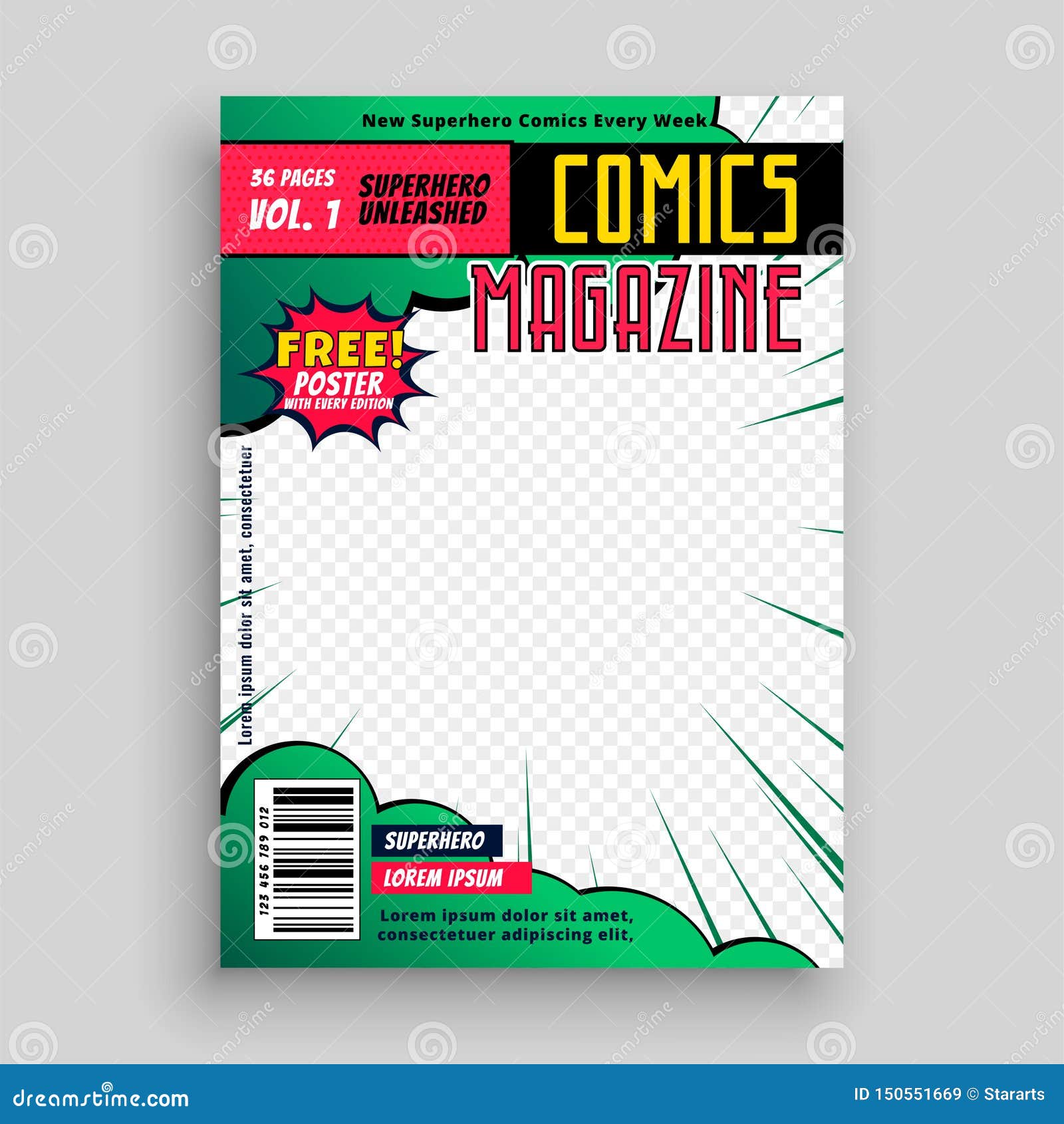 Comic Book Cover Page Design Stock Vector - Illustration of editable ...