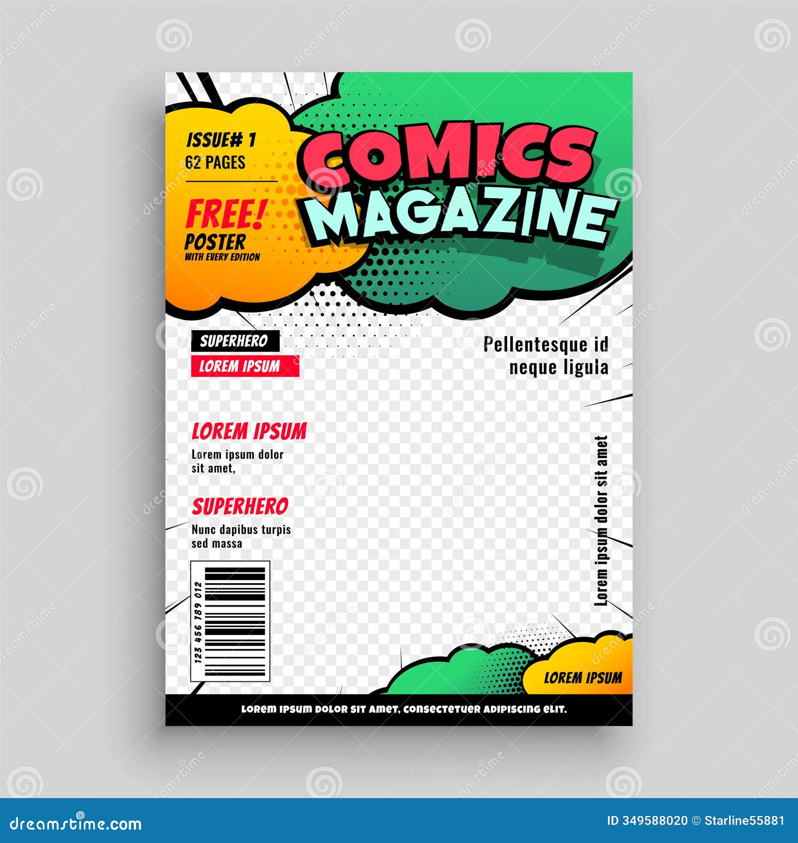 Comic Book Cover Page Template Design Stock Vector - Illustration of ...