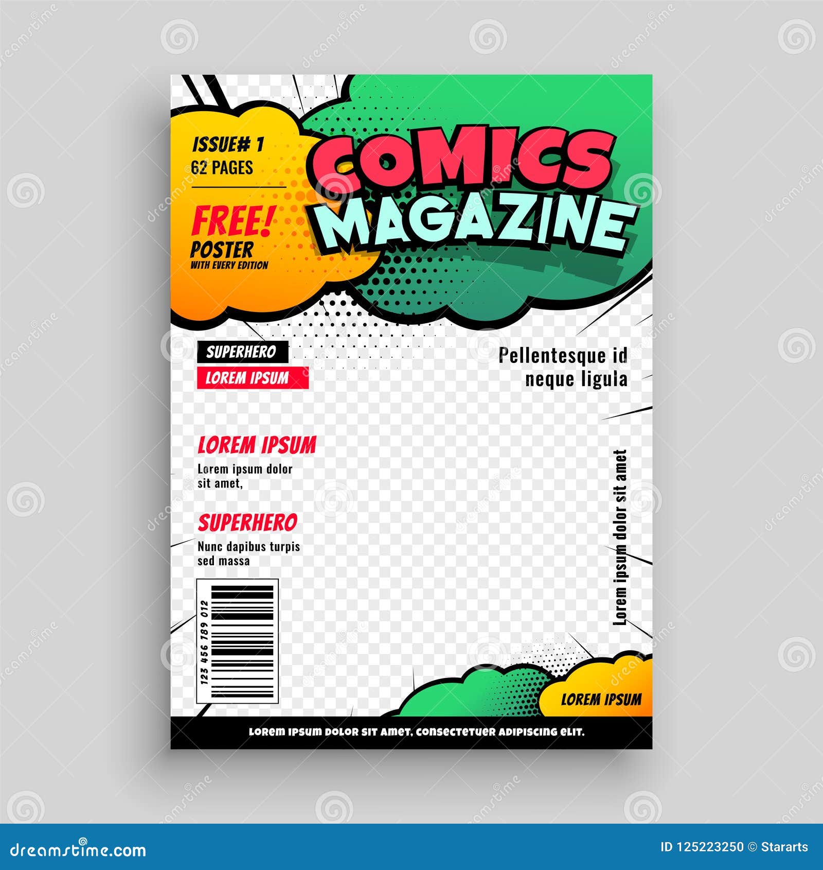 Comic Book Cover Page Template Design Stock Vector - Illustration of ...