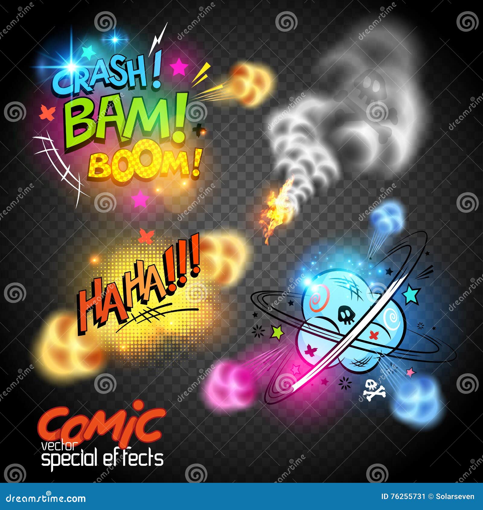 Comic Book Effects stock vector. Illustration of icon - 76255731