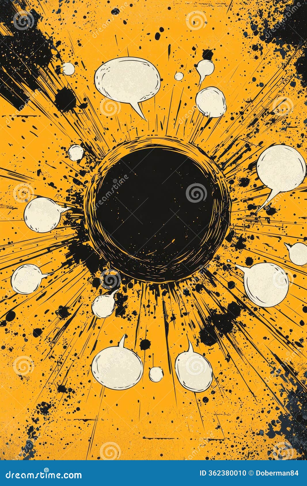 Comic Book Explosion Artwork with Speech Bubbles and Splatter Effects ...