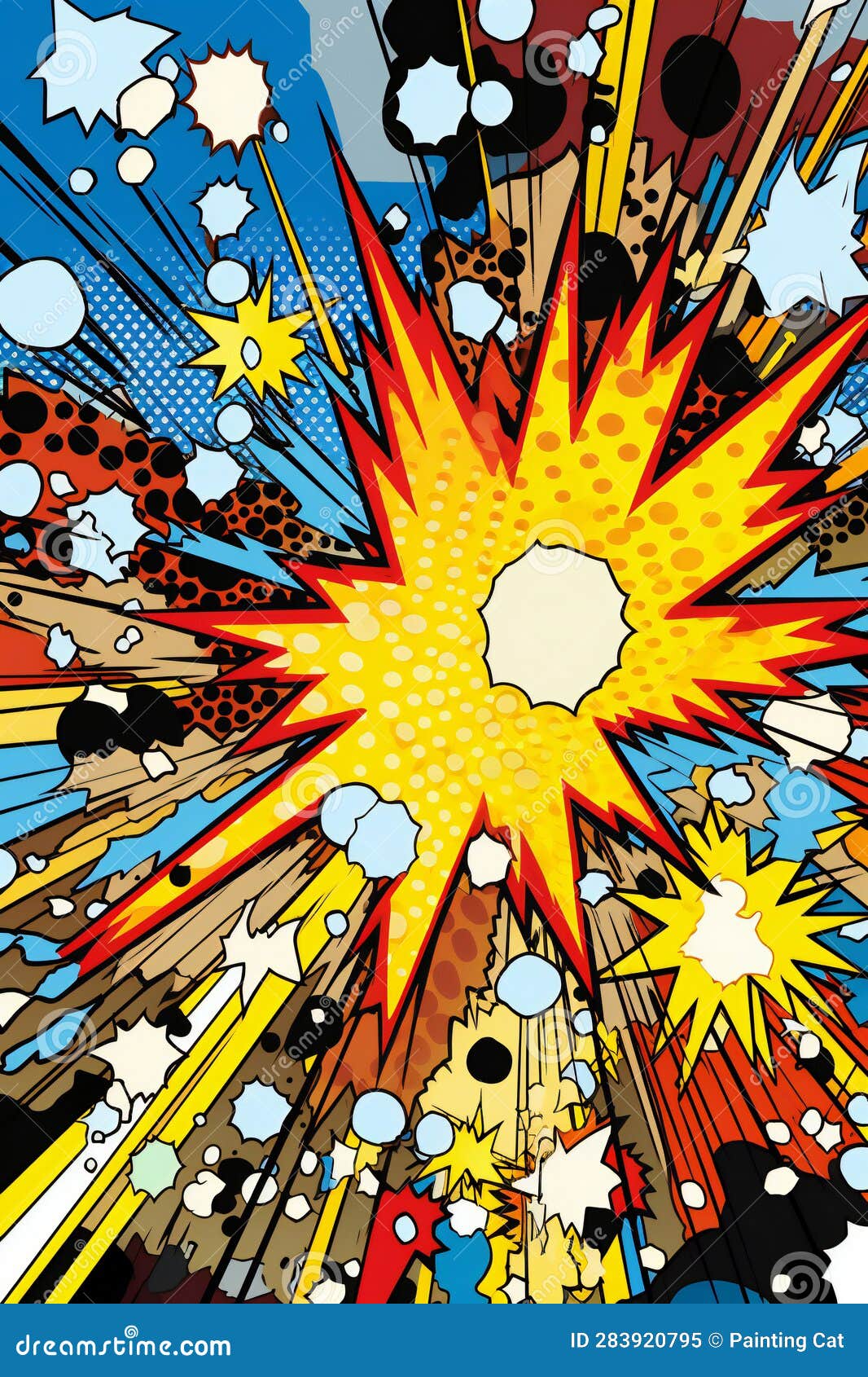 Comic Book Explosion Background with Halftone Effects Stock ...