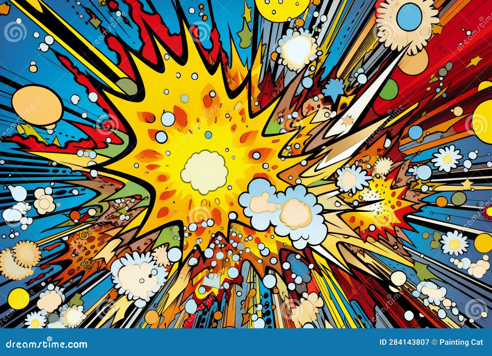 Comic Book Explosion Background, Illustration in Cartoon Comic Style ...