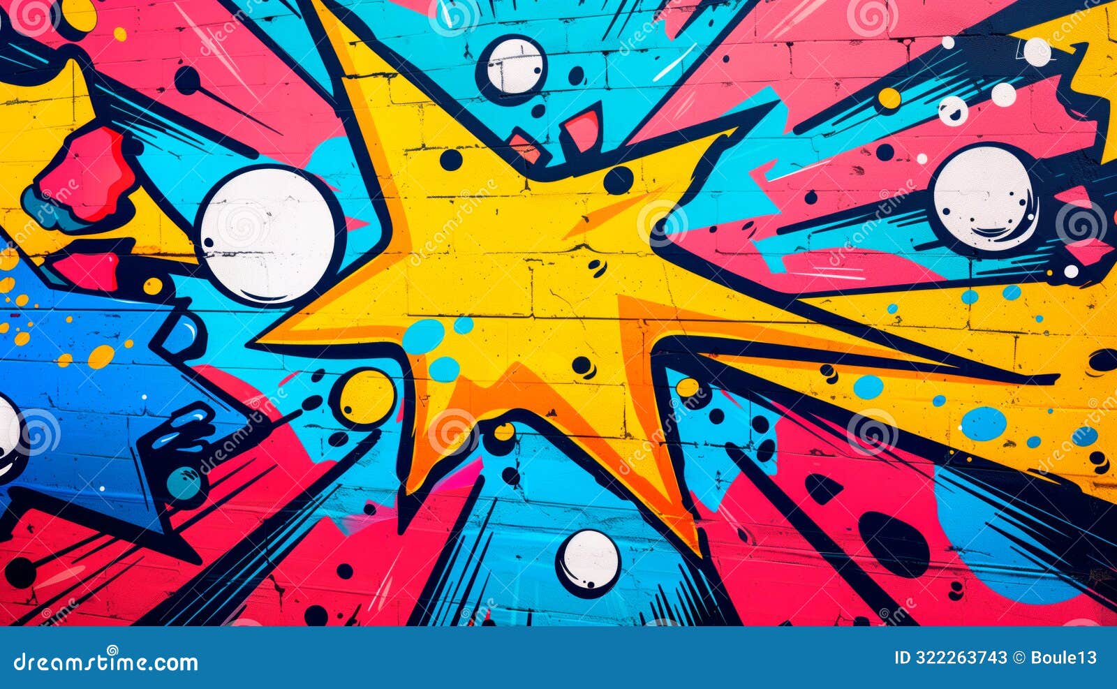 Comic Book Explosion Background. Pop Art Style of Graffiti Background ...