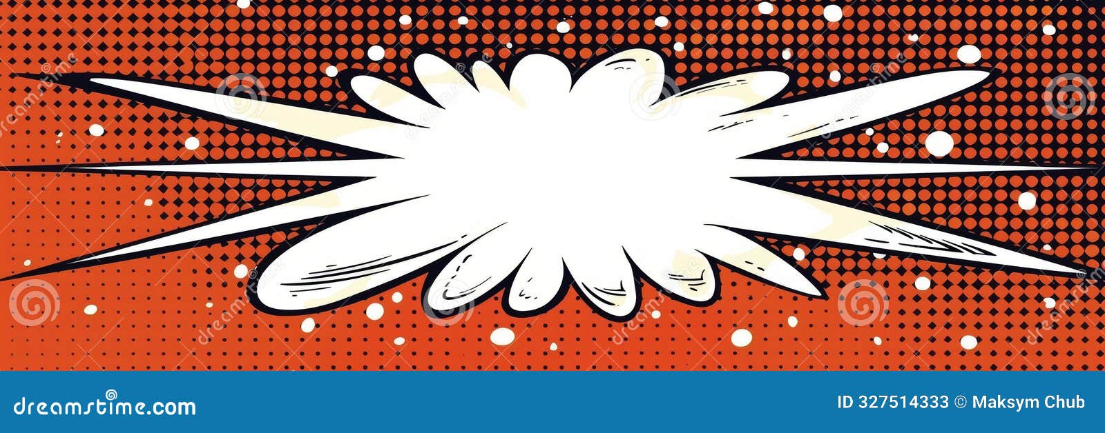 Comic Book Explosion Bubble on a Orange Background with Halftone Effect ...