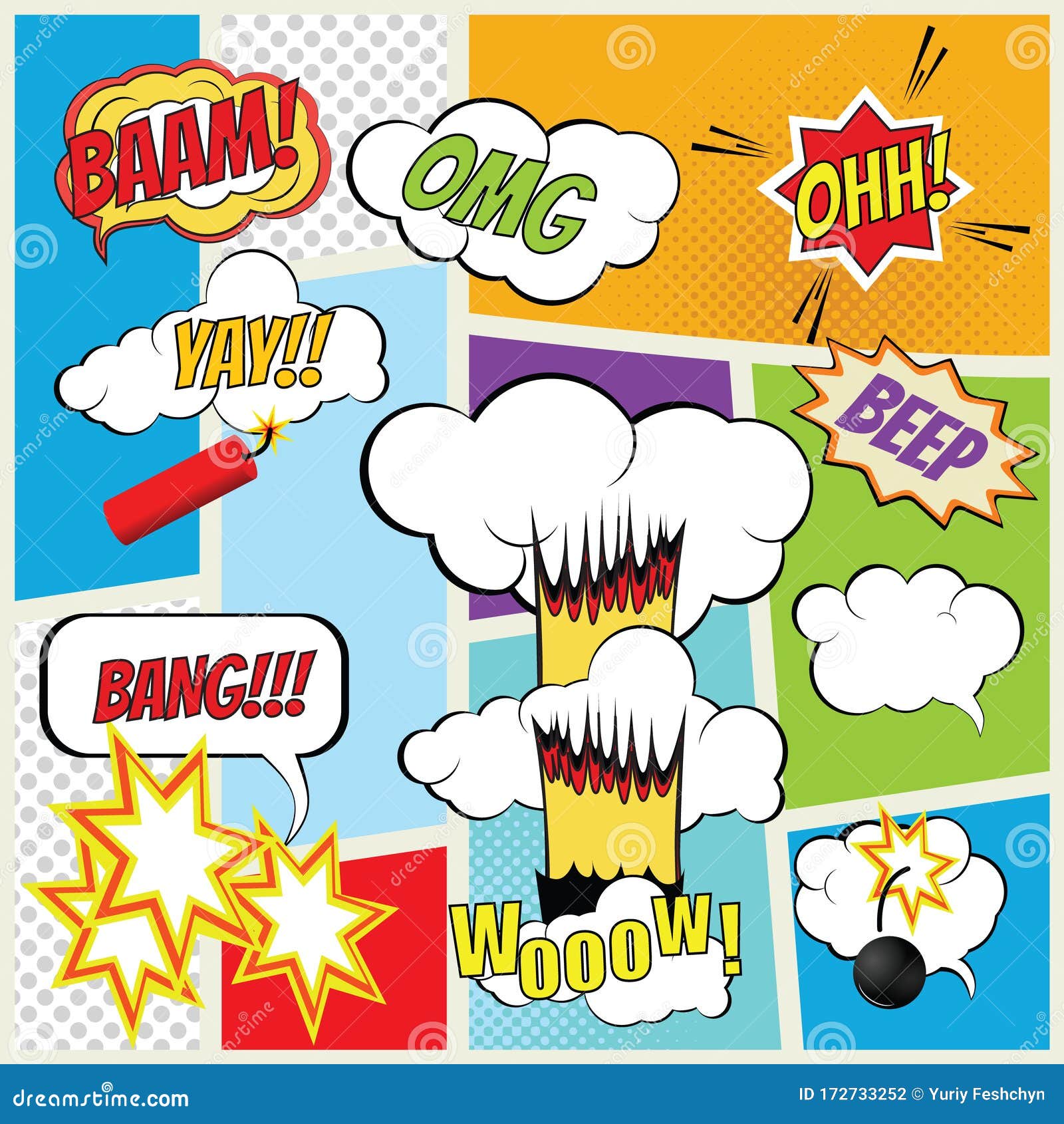 Comic Book Explosion Elements. Jpeg Color Symbols Stock Illustration ...