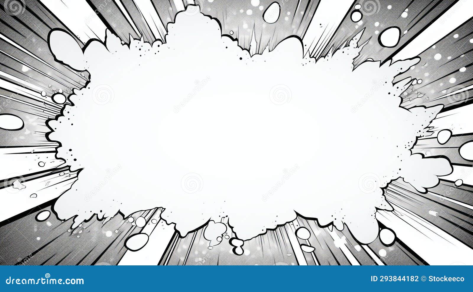 Comic Book Explosion Frame on Black and White Background Stock ...