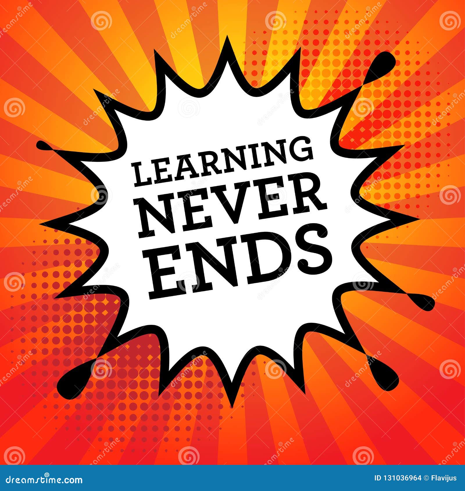 Comic Book Explosion with Text Learning Never Ends Stock Vector ...