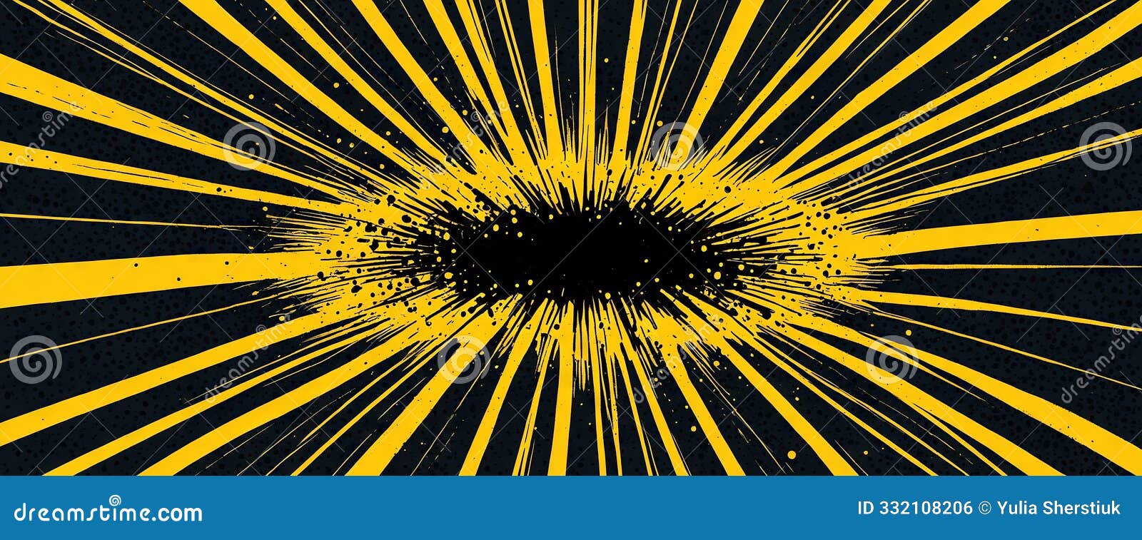 Comic Book Explosion Yellow Radial Lines with Dots Halftone. Anime ...