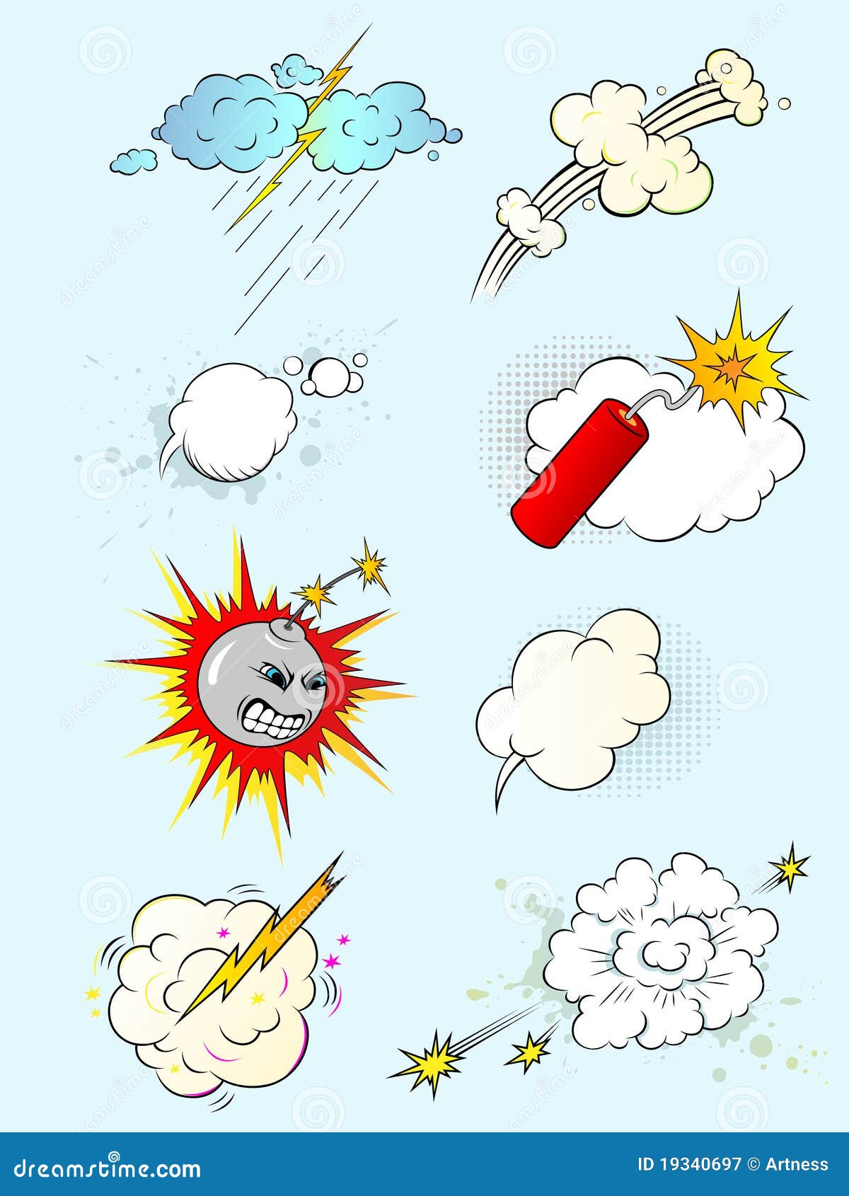 Comic Thunderstorm Wallpaper With Lightning In The Sky Stock ...