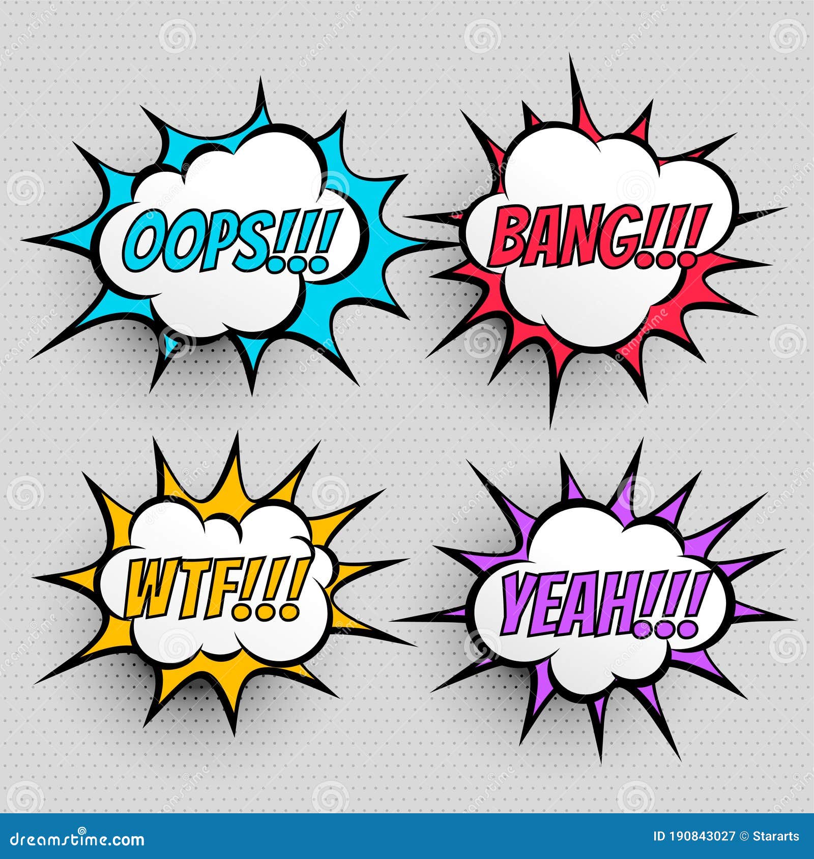 Comic Book Expression Text Effect Set of Four Stock Vector ...