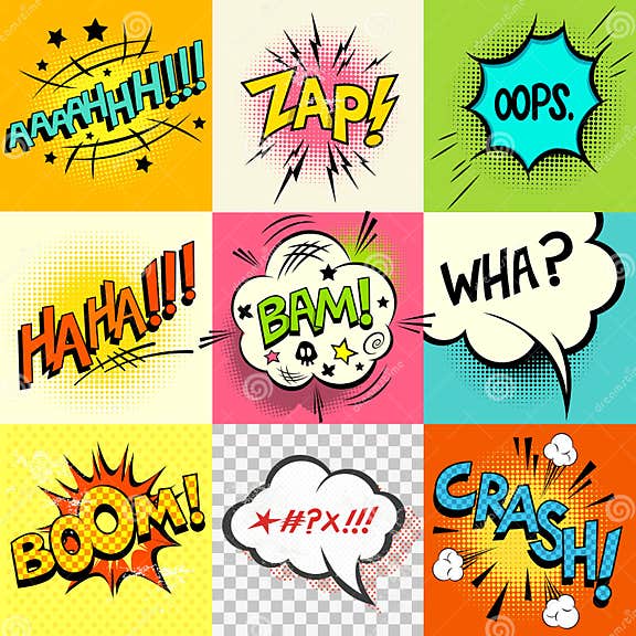 Comic Book Expressions! stock vector. Illustration of humour - 58484641