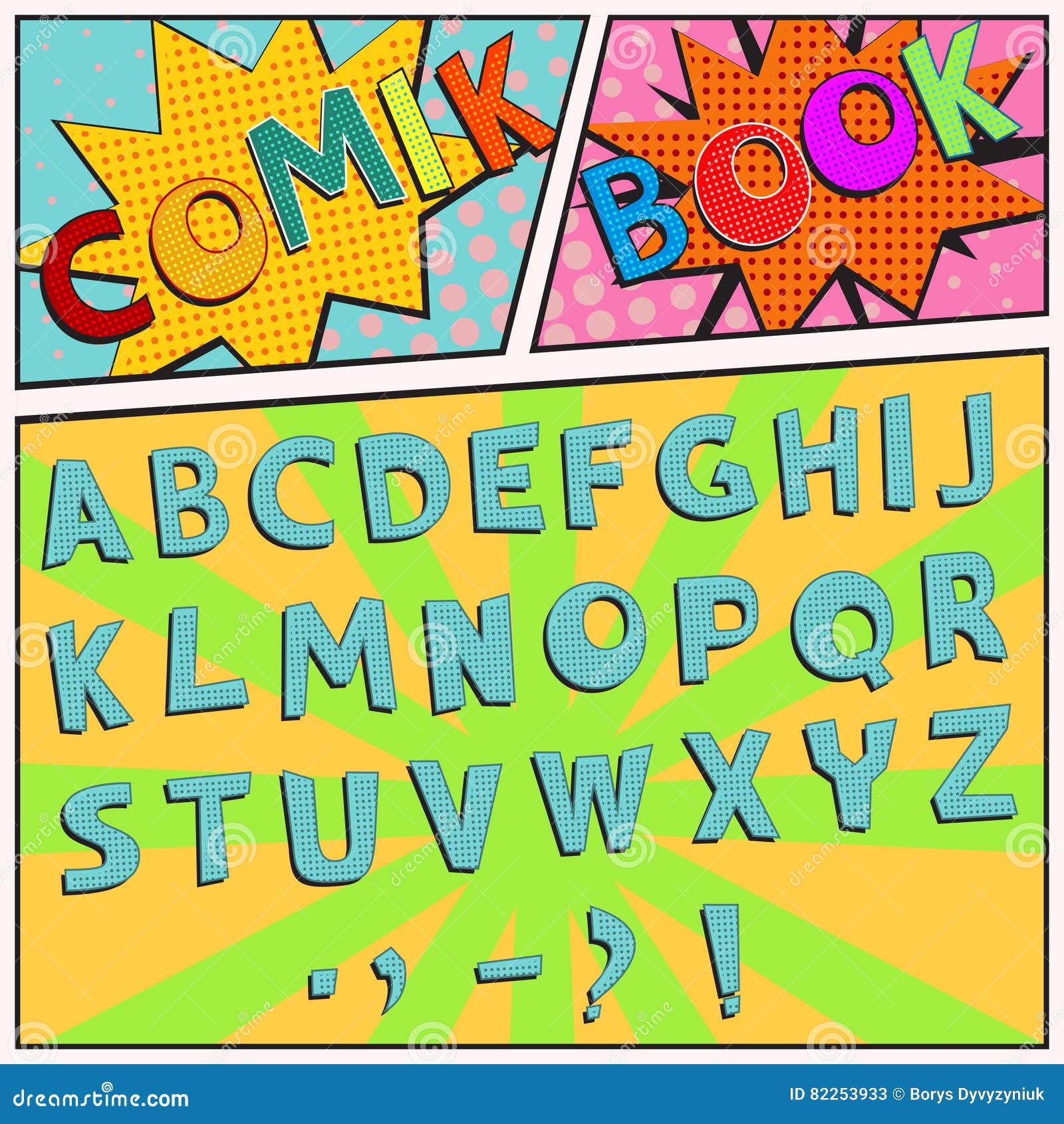 Comic book font stock vector. Illustration of explosion - 82253933