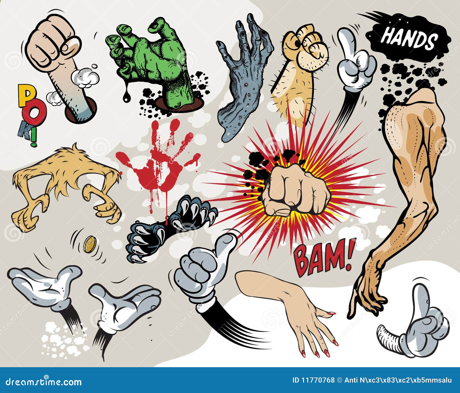 Comic book - Hands. stock vector. Illustration of bone - 11770768