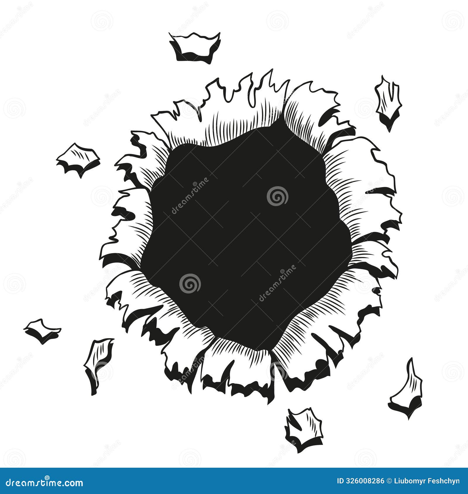 Comic Book Hole In Coloring Style. Vector Paper Is Torn Through Boom ...