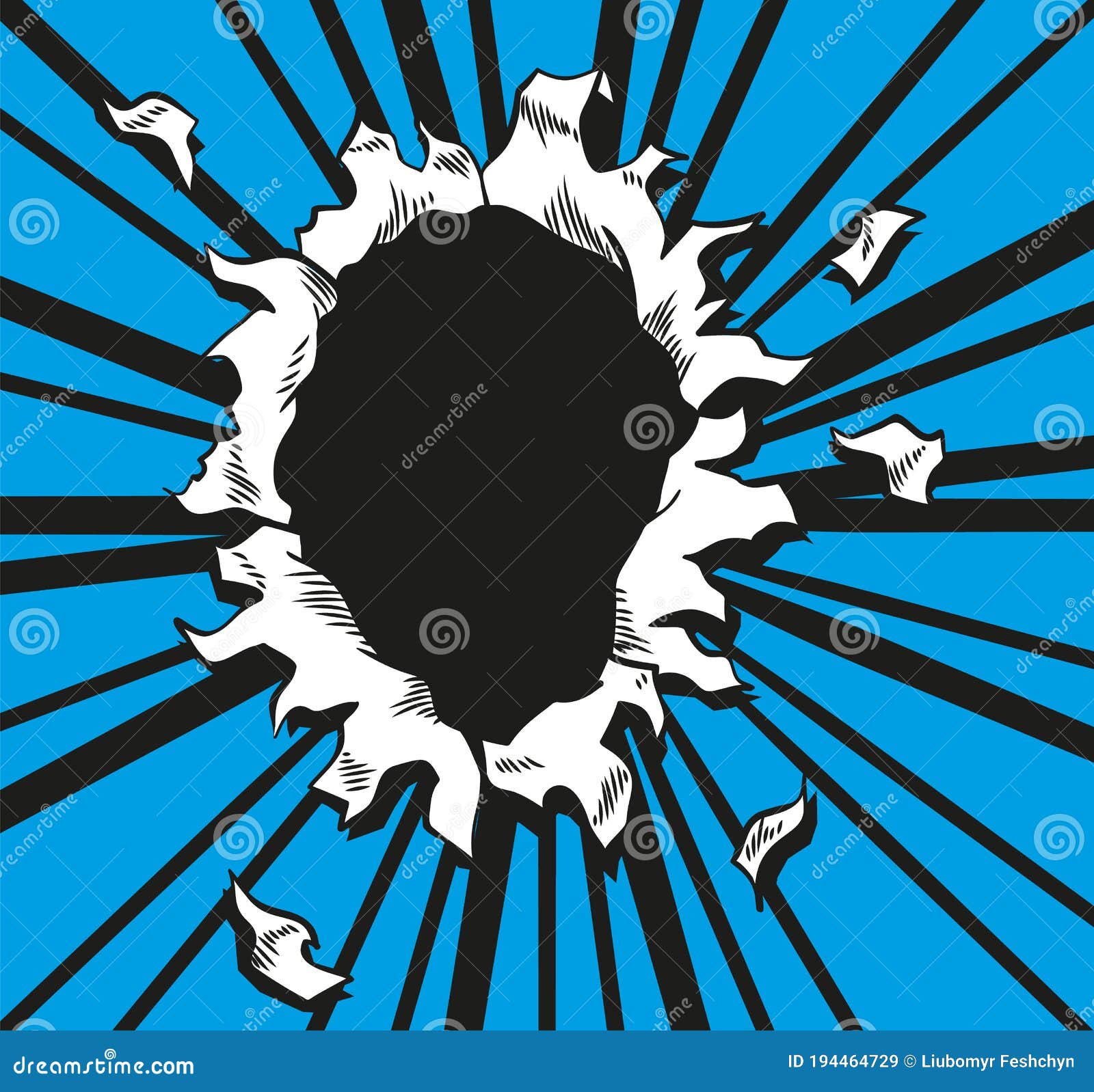 Comic Book Hole. Vector Paper is Torn through Boom Explosion. Circle ...