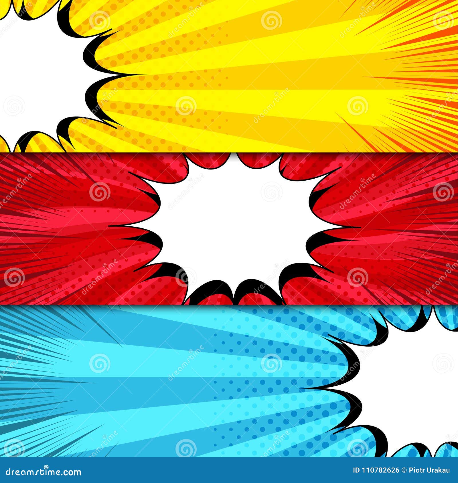 Comic Book Horizontal Banners Stock Vector - Illustration of blank ...