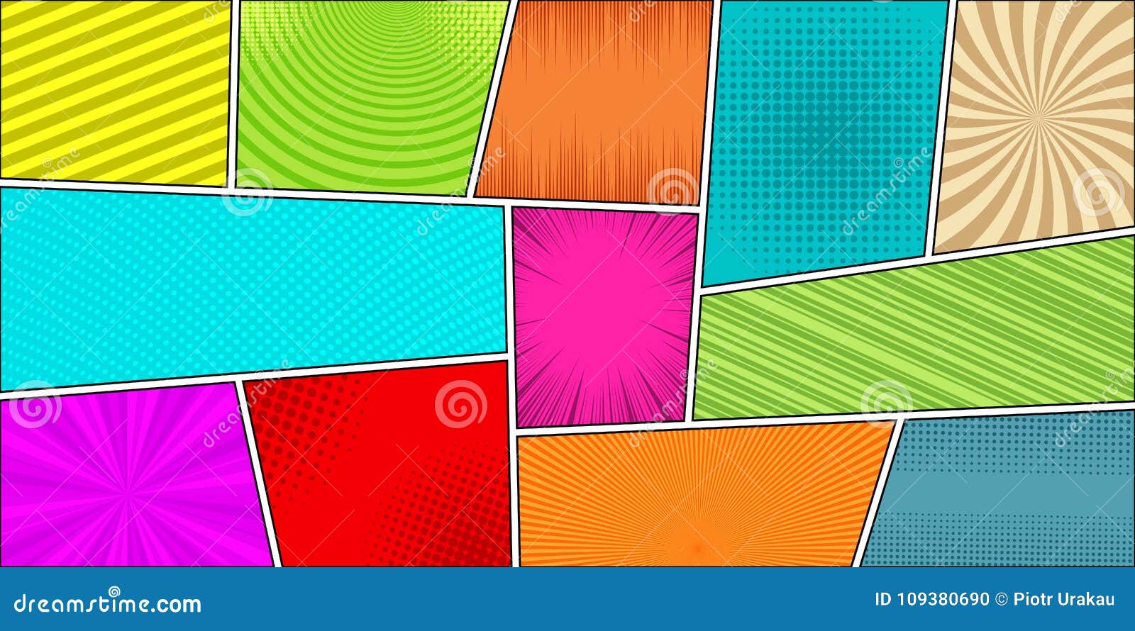 Comic Book Horizontal Bright Background Stock Vector - Illustration of ...
