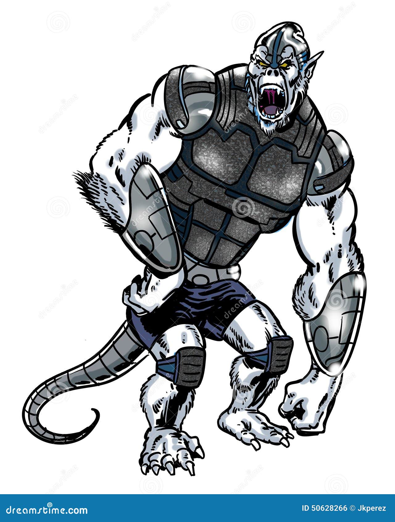 Comic Book Illustrated Alien Gorilla Character with a Tail Stock ...