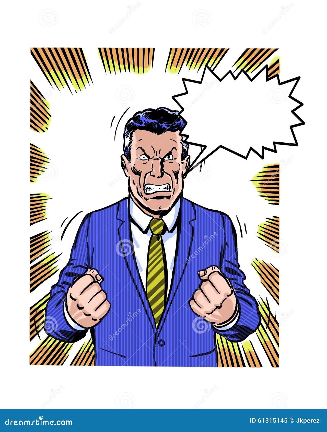 Comic Book Illustrated Angry Manager with Dialogue Balloon Stock ...