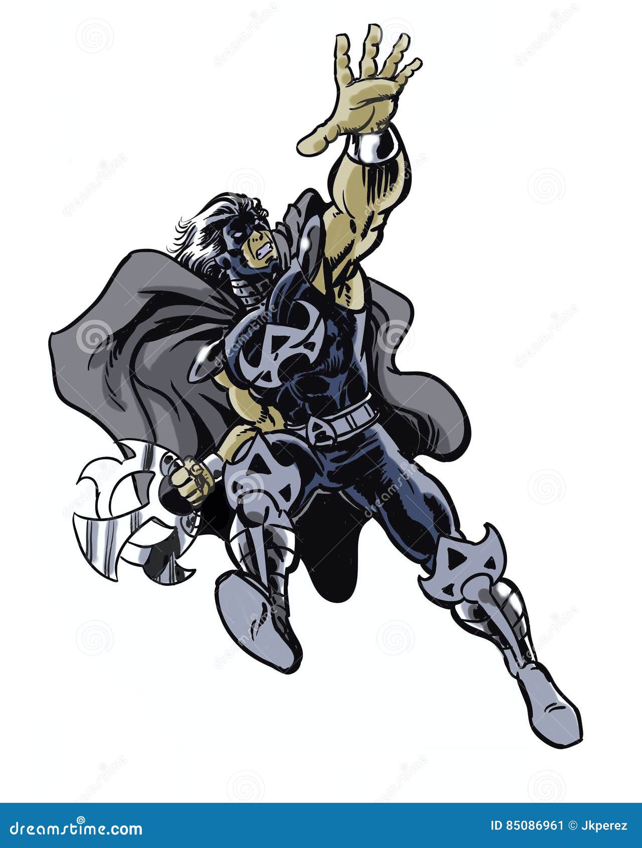 Comic Book Illustrated Blade Warrior Character in Action Pose Stock ...