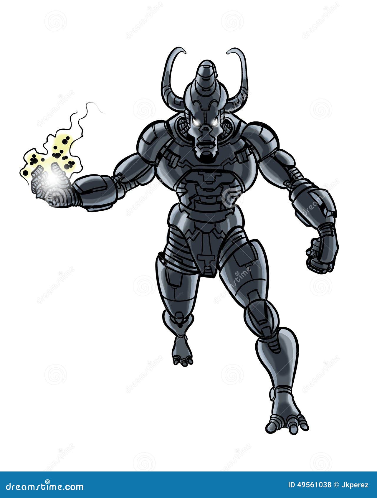 Comic Book Illustrated Cosmic Horned Cyborg Creature Character Stock ...