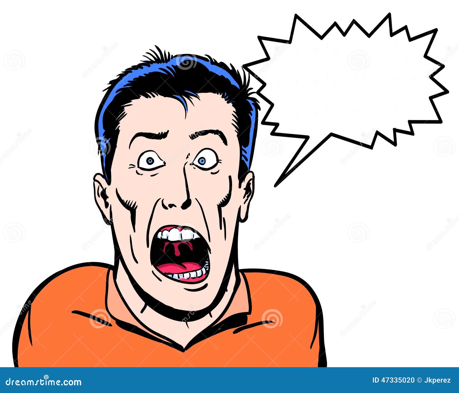 Comic Book Illustrated Crazy Character Shouting with White Background ...
