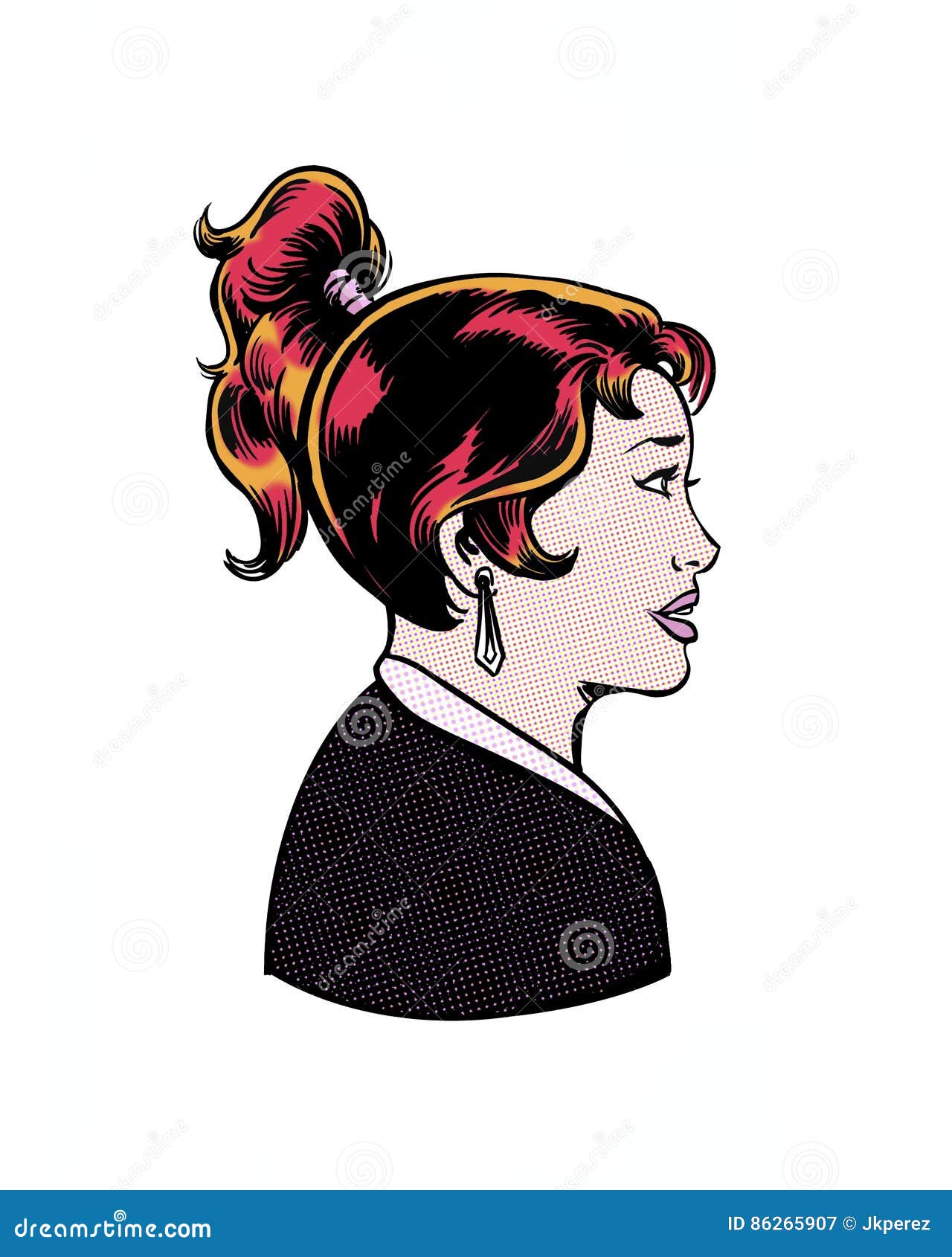Comic Book Illustrated Pretty Female Character Profile Stock ...