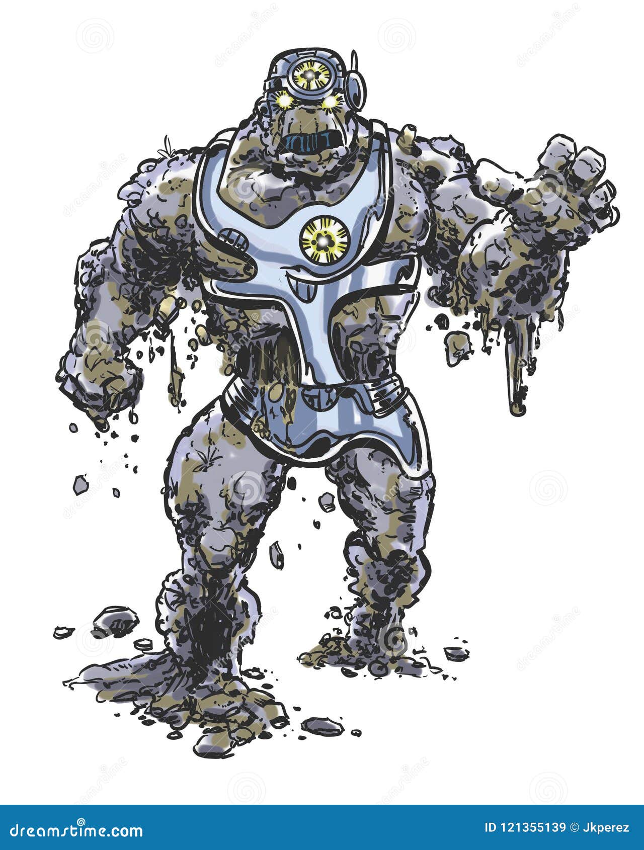 Comic Book Illustrated Soil Creature Character Lurching Forward Stock ...