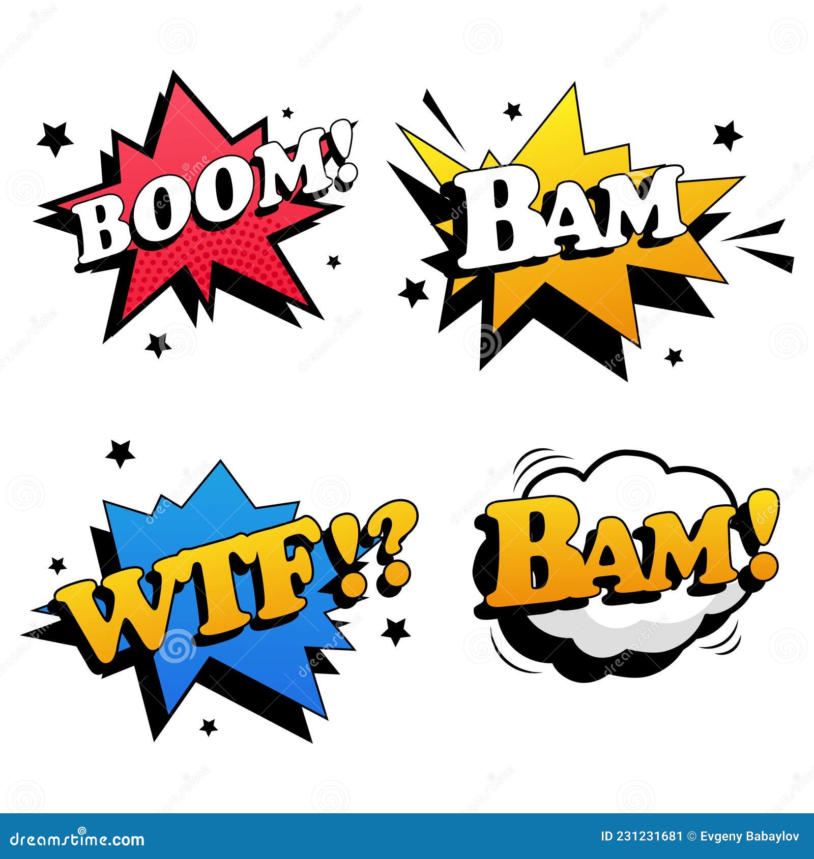 Comic Book Lettering Collection on White Background - Vector Stock ...