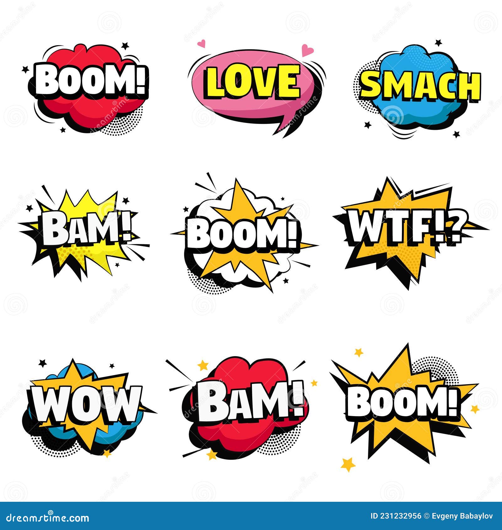 Comic Book Lettering Collection on White Background - Vector Stock ...