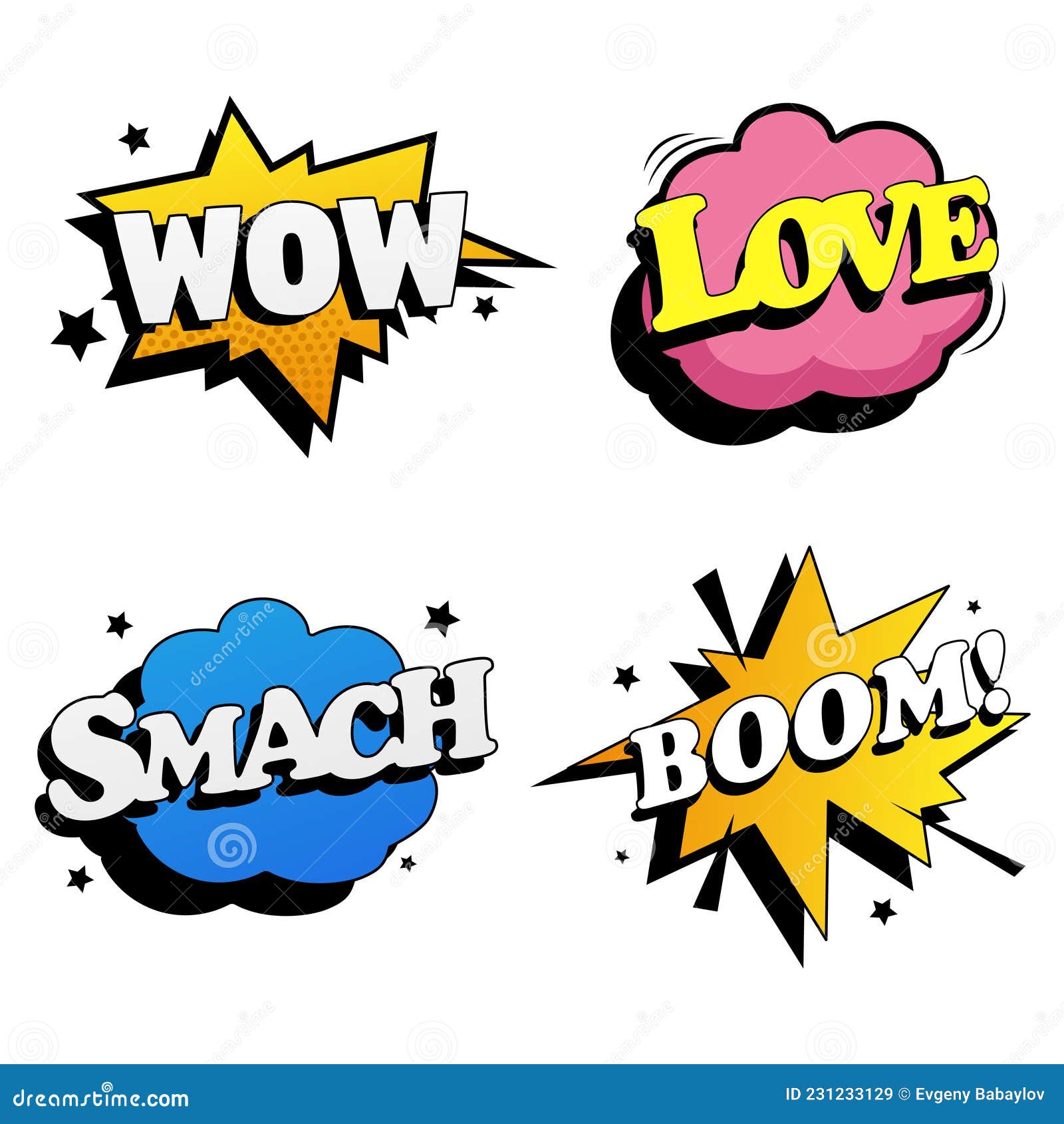 Comic Book Lettering Collection on White Background - Vector Stock ...