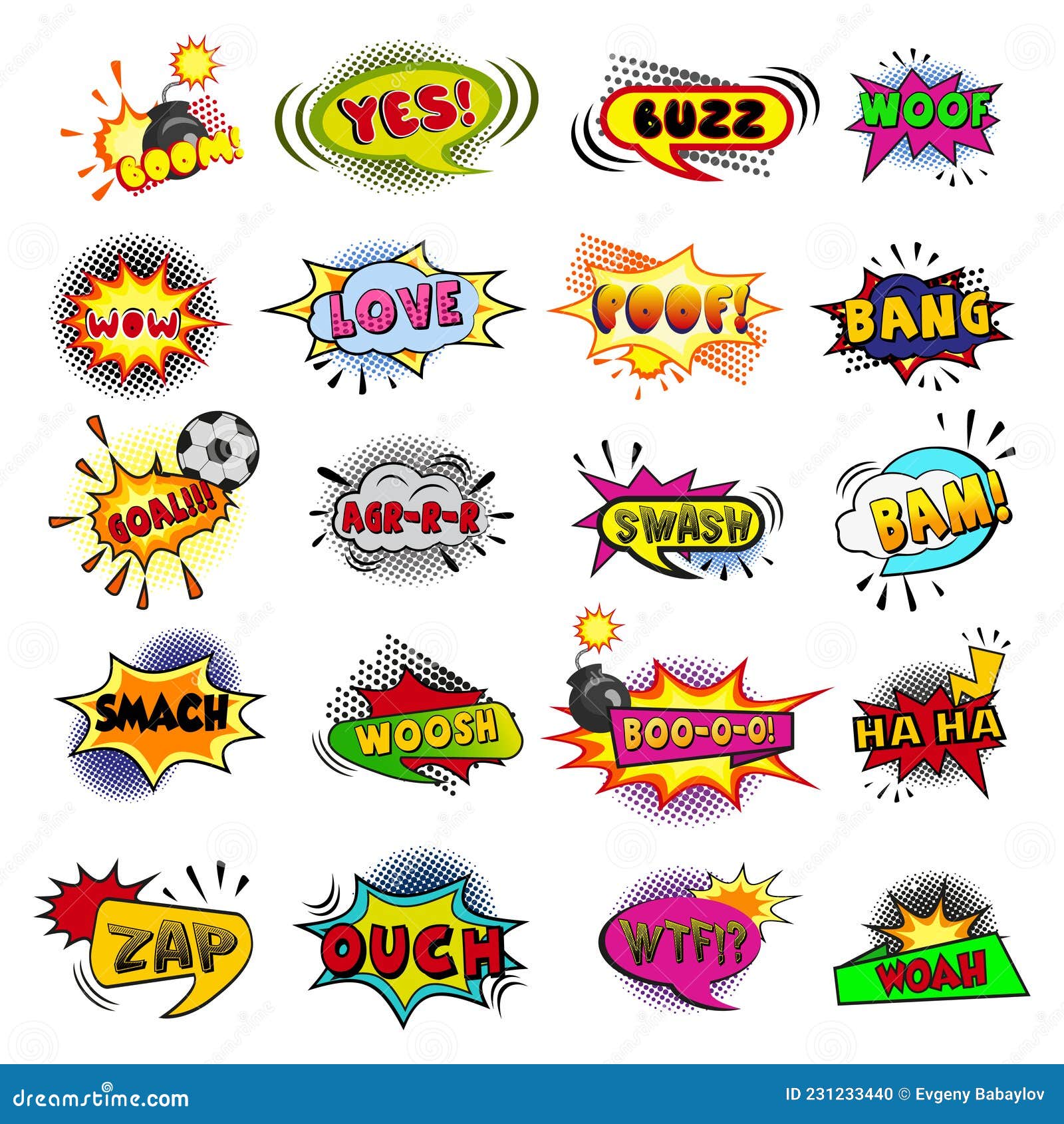 Comic Book Lettering Collection on White Background - Vector Stock ...