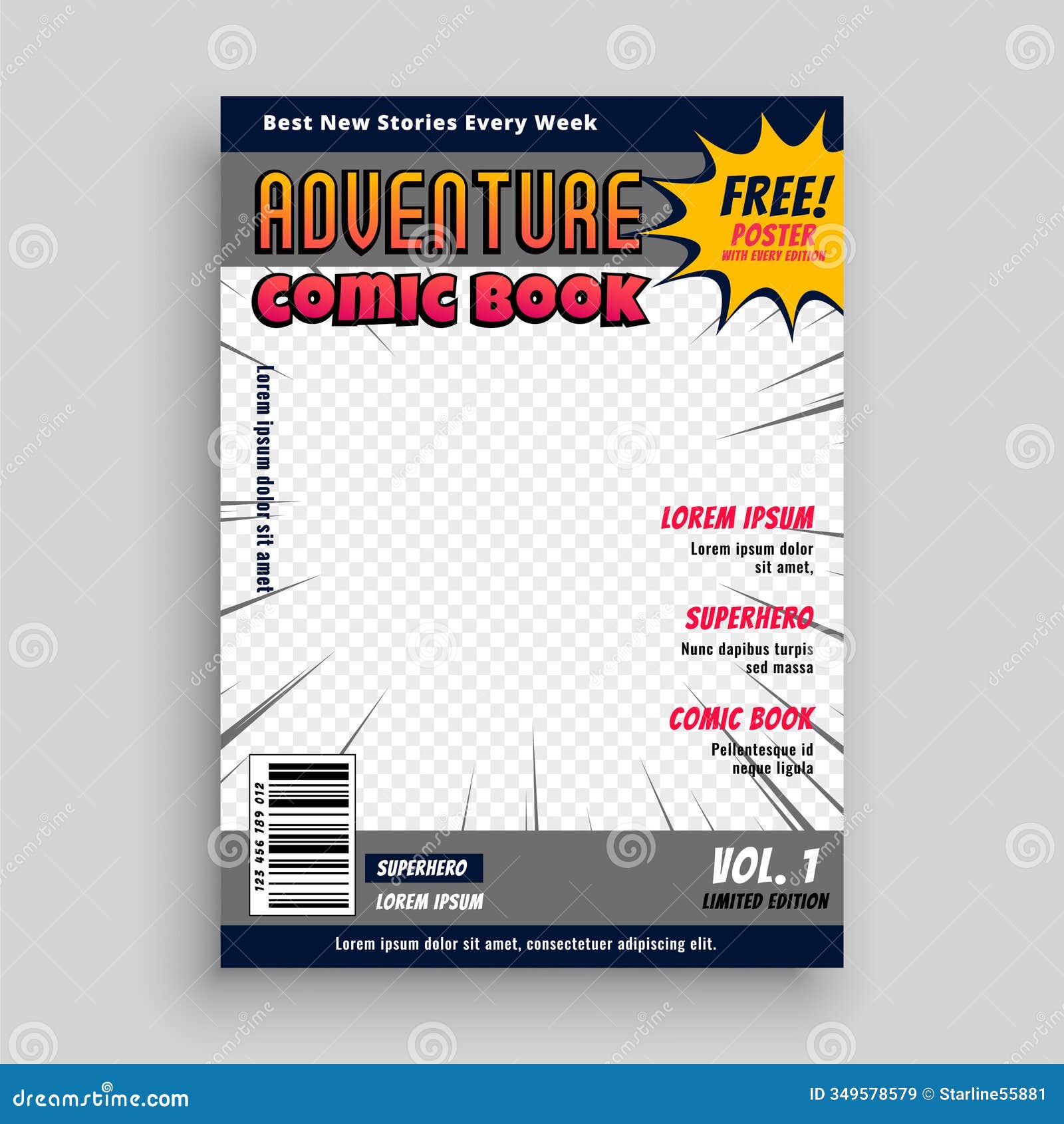 Comic Book Magazine Cover Design Template Stock Vector - Illustration ...
